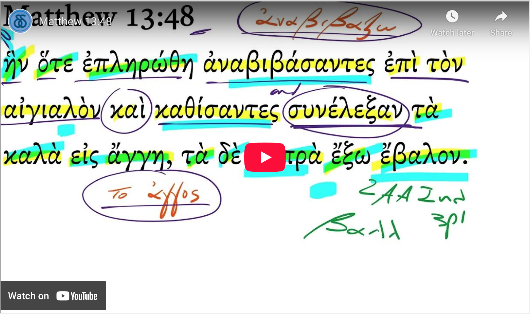 Matthew 13:48 | Daily Dose of Greek