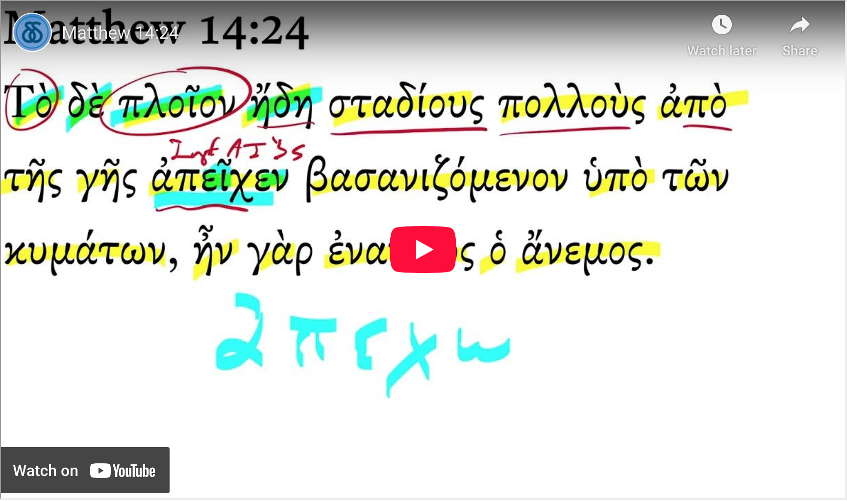 Matthew 14:24 | Daily Dose of Greek