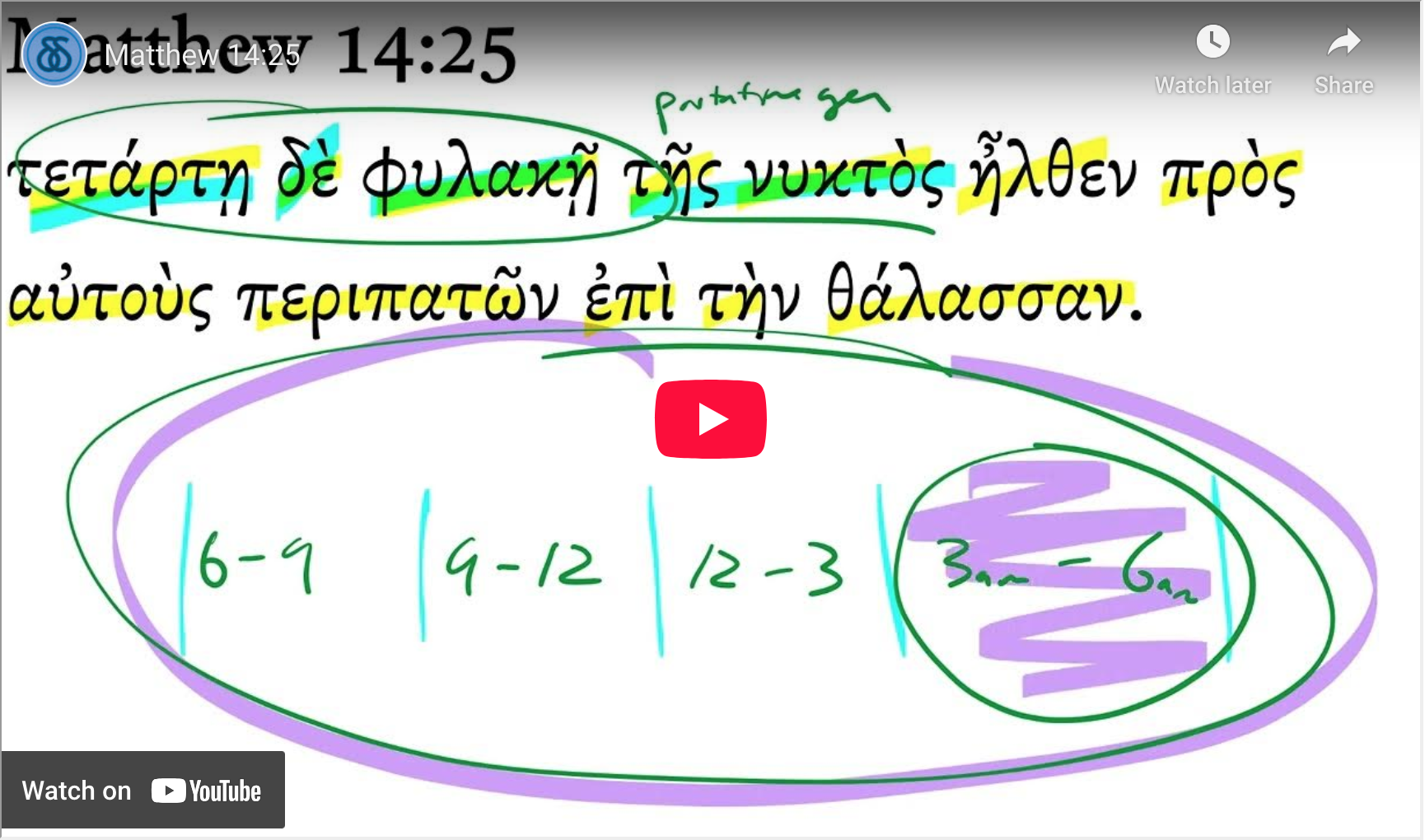 Matthew 14:25 | Daily Dose of Greek