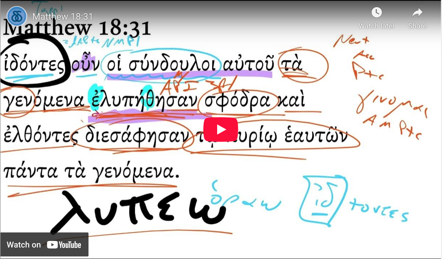Matthew 18:31 | Daily Dose of Greek