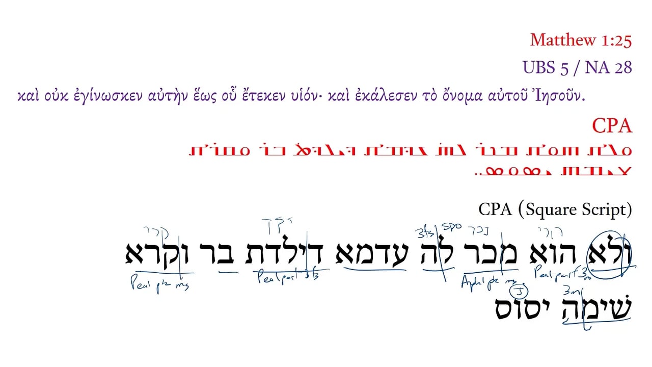 CPA Matthew 1:25 - Daily Dose of Aramaic