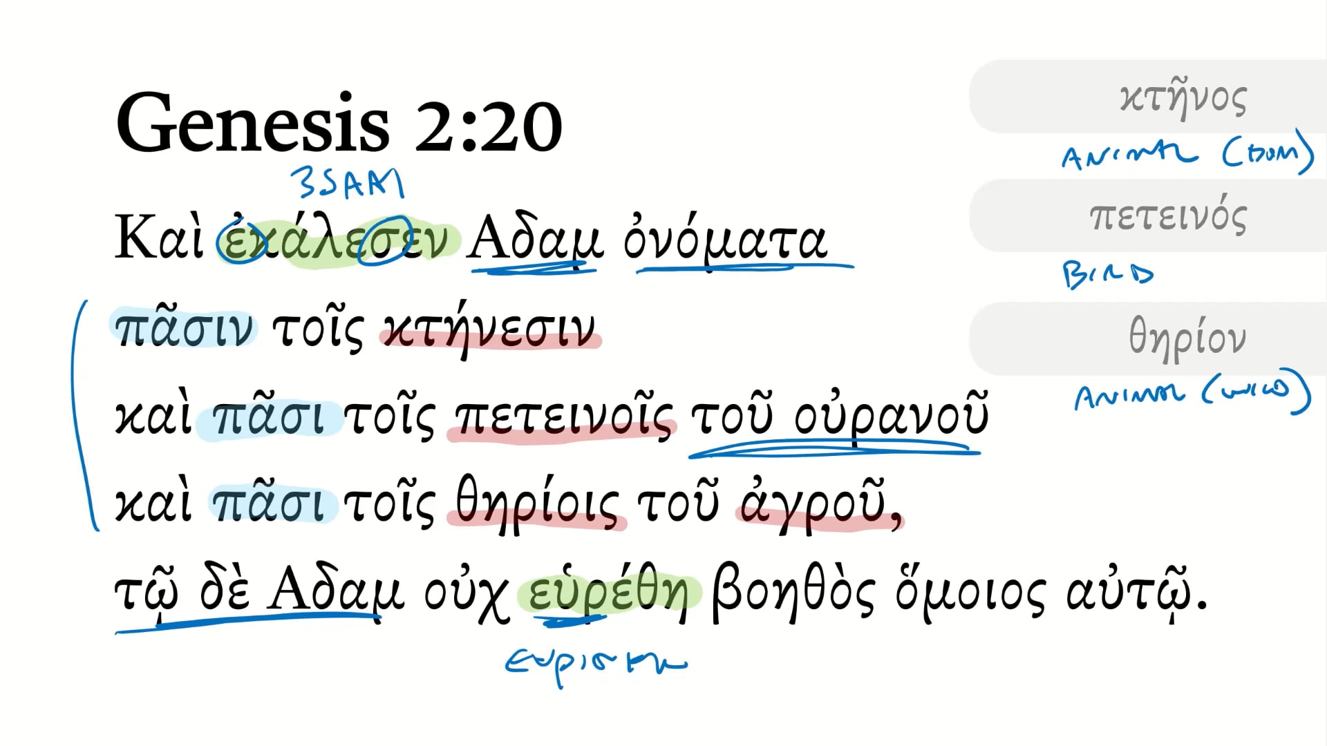Genesis 2:20 | Daily Dose of Septuagint