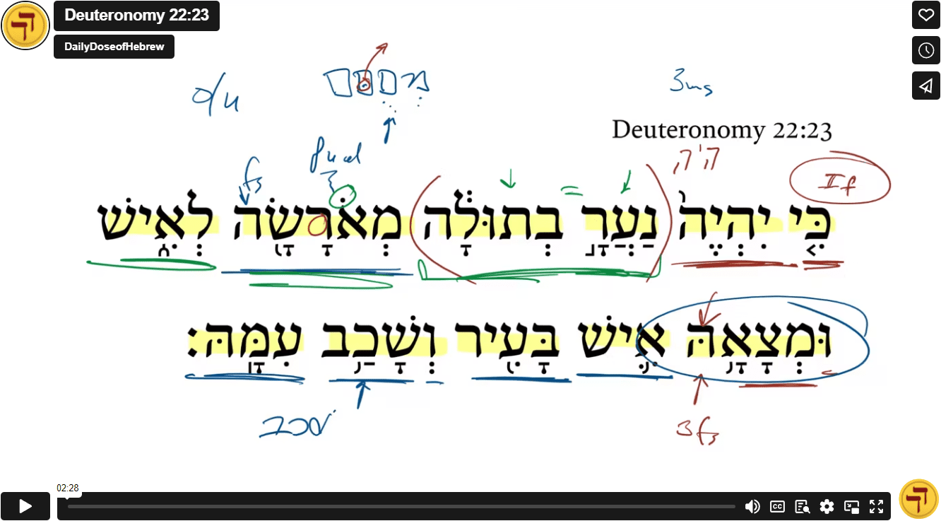 Deuteronomy 22:23 | Daily Dose of Hebrew