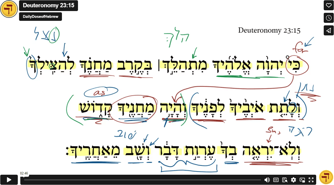 Deuteronomy 23:15 | Daily Dose of Hebrew