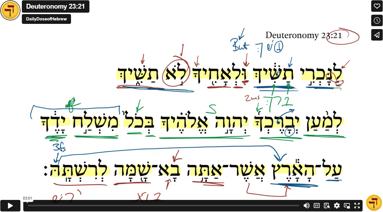 Deuteronomy 23:21 | Daily Dose of Hebrew