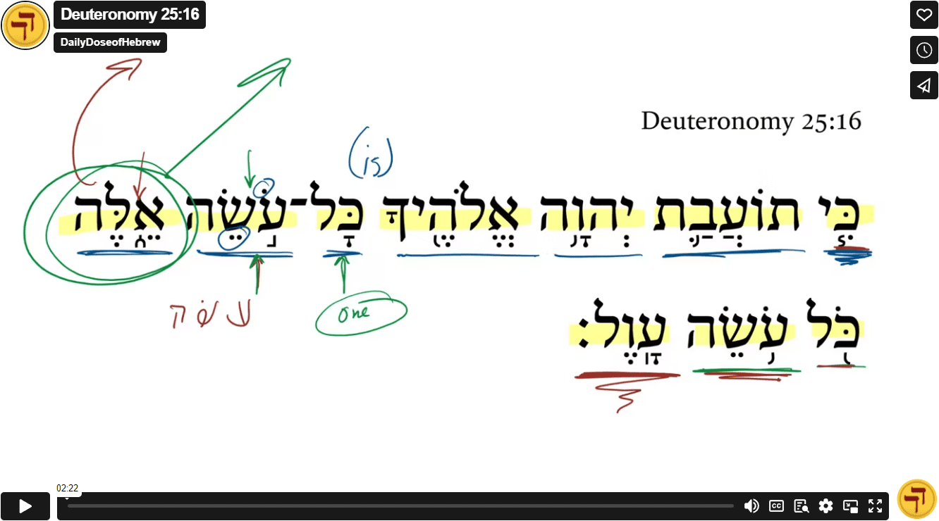 Deuteronomy 25:16 | Daily Dose of Hebrew