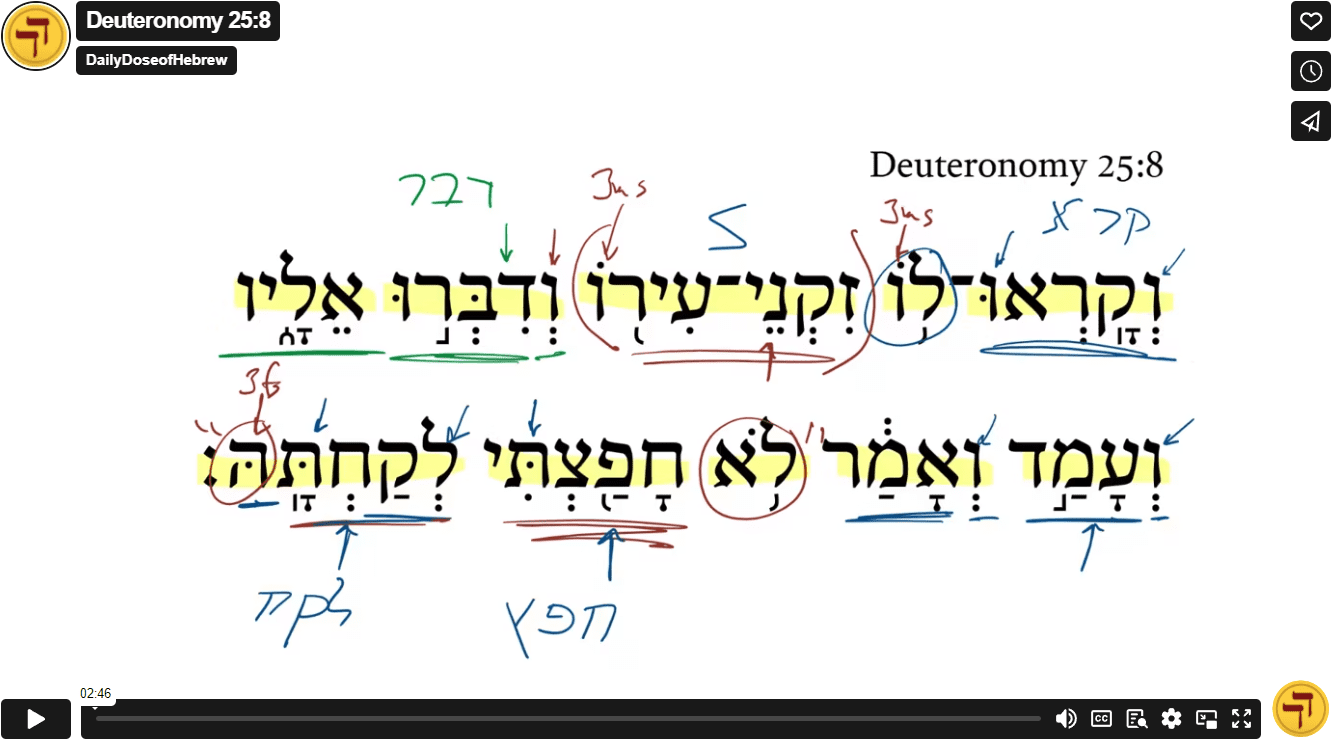 Deuteronomy 25:8 | Daily Dose of Hebrew