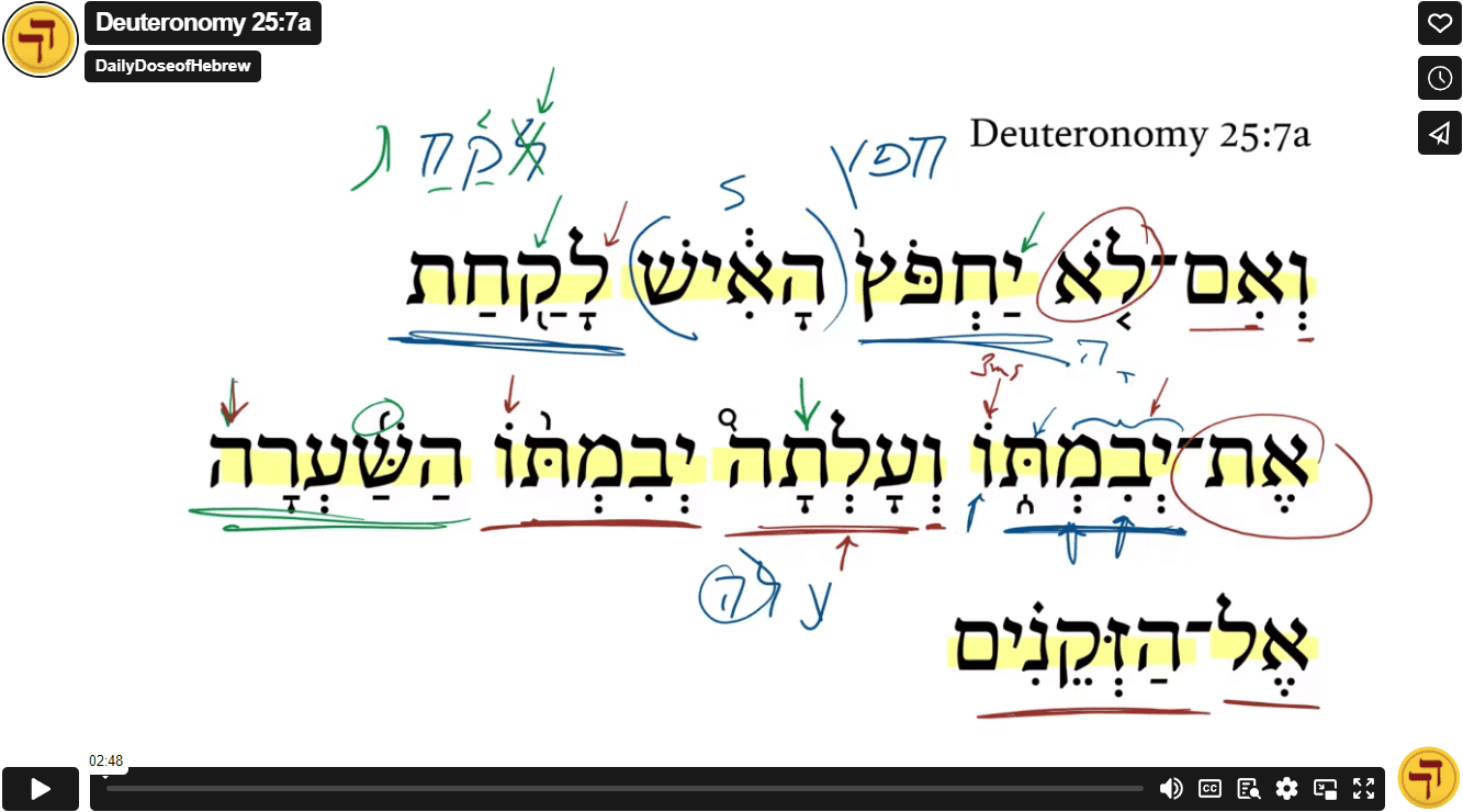 Deuteronomy 25:7a | Daily Dose of Hebrew