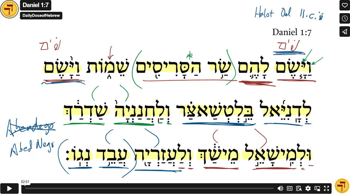Daniel 1:7 | Daily Dose of Hebrew